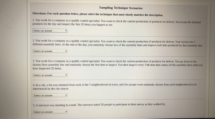 Solved Sampling Technique Scenarios DirectionsFor each | Chegg.com