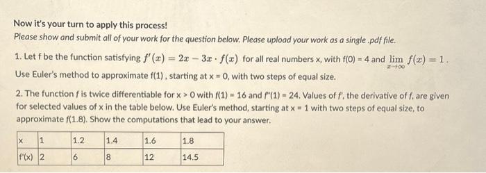 Solved 1. Let f be the function satisfying f′(x)=2x−3x⋅f(x) | Chegg.com