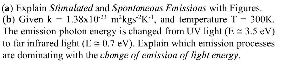 Solved (a) Explain Stimulated and Spontaneous Emissions with | Chegg.com