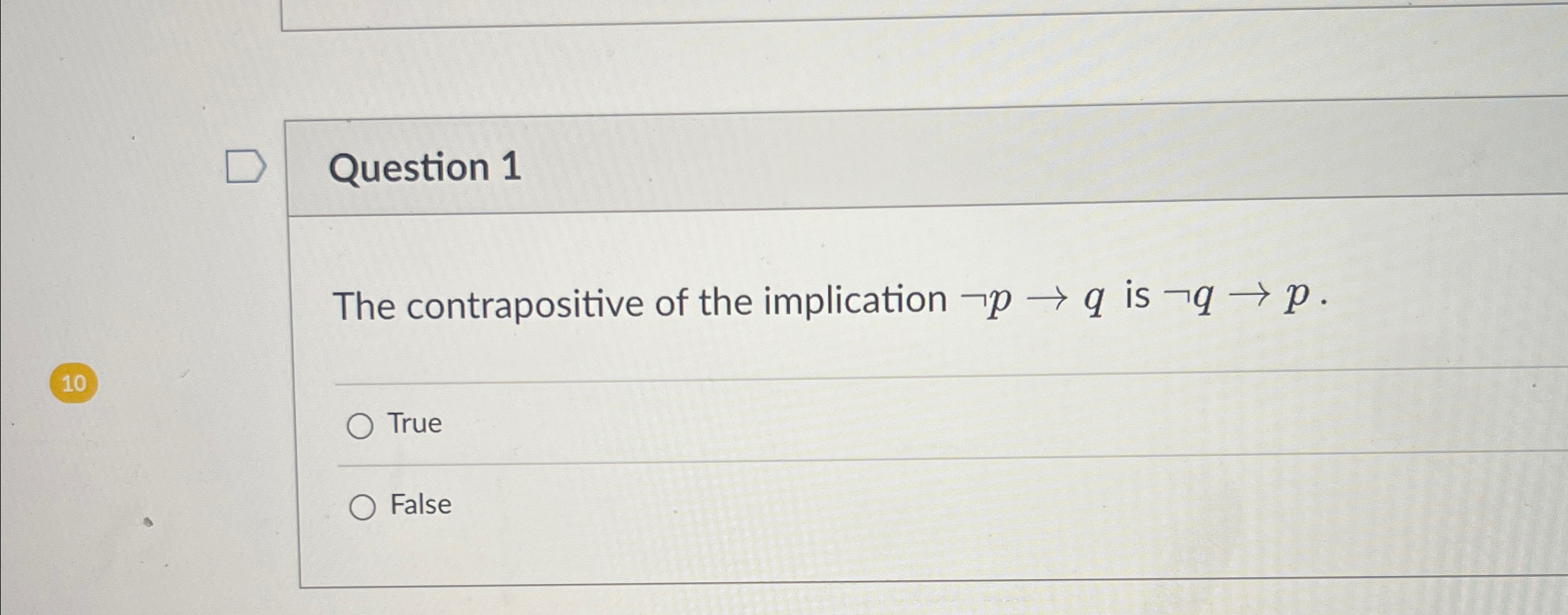Solved Question 1The contrapositive of the implication | Chegg.com
