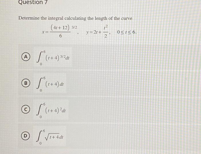 Solved Determine the integral calculating the length of the | Chegg.com