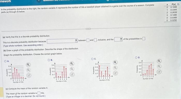 Solved In The Probablity Dismbution To The Right The Random