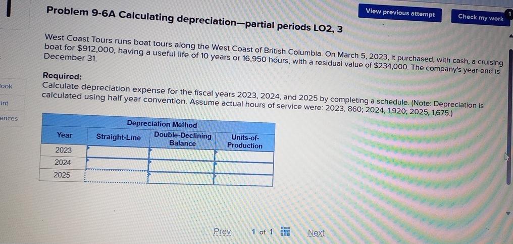 Solved Problem 9-6A Calculating depreciation-partial periods | Chegg.com