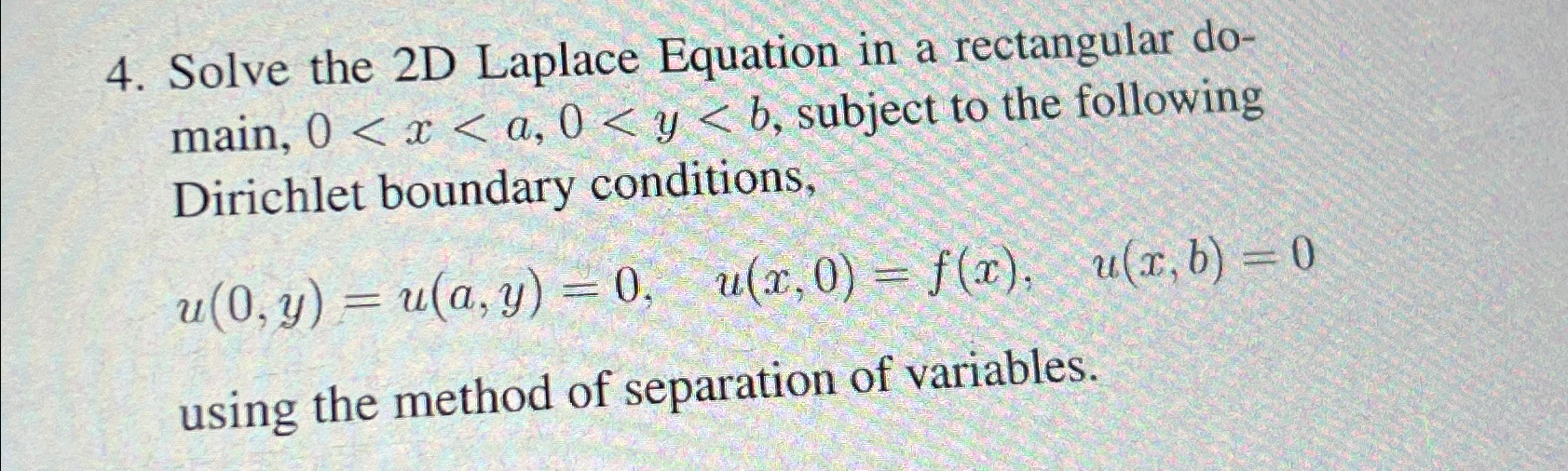 Solved Solve the 2D ﻿Laplace Equation in a rectangular | Chegg.com
