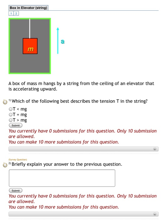 Solved Box in Elevator (string) 12 a m A box of mass m hangs | Chegg.com