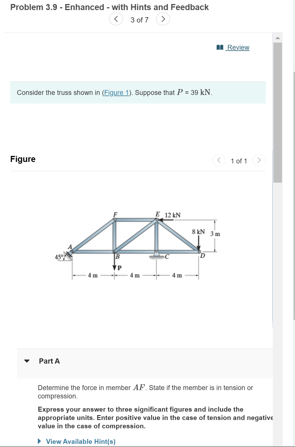 Problem 3.9-Enhanced - ﻿with Hints and | Chegg.com