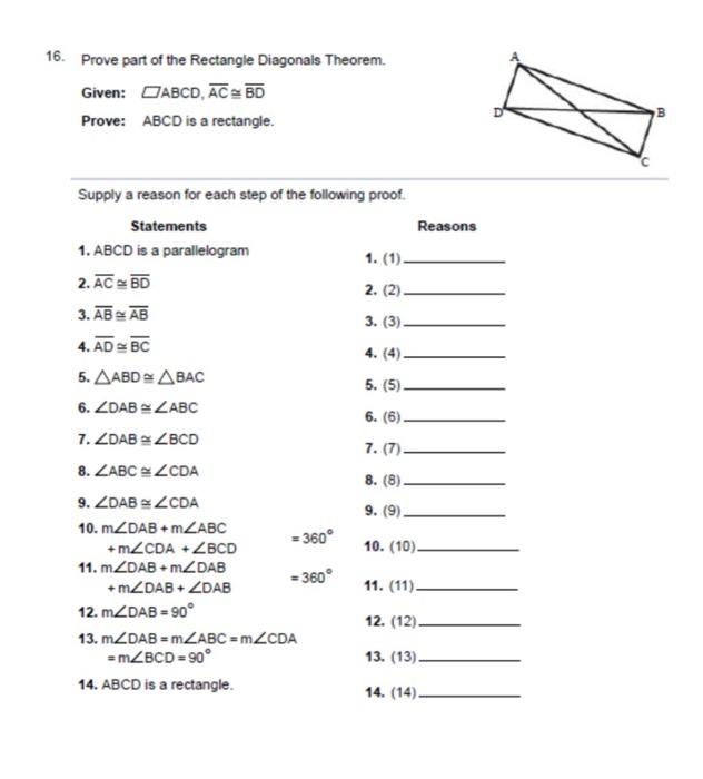 Solved 16. Prove part of the Rectangle Diagonals Theorem. | Chegg.com