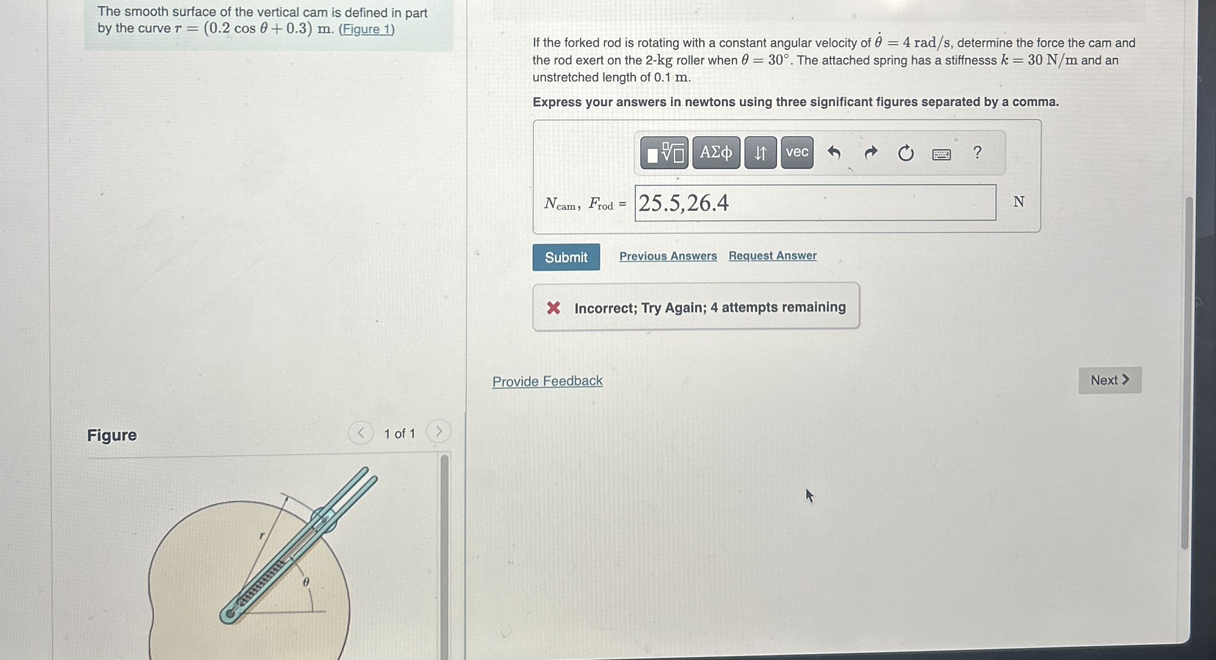 Solved The smooth surface of the vertical cam is defined in | Chegg.com