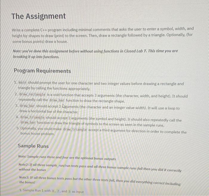 Solved The Assignment Write a complete C++ program including | Chegg.com