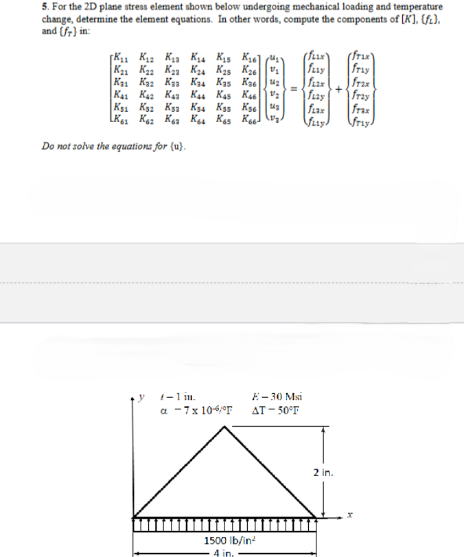 Solved For the 2D ﻿plane stress element shown below | Chegg.com