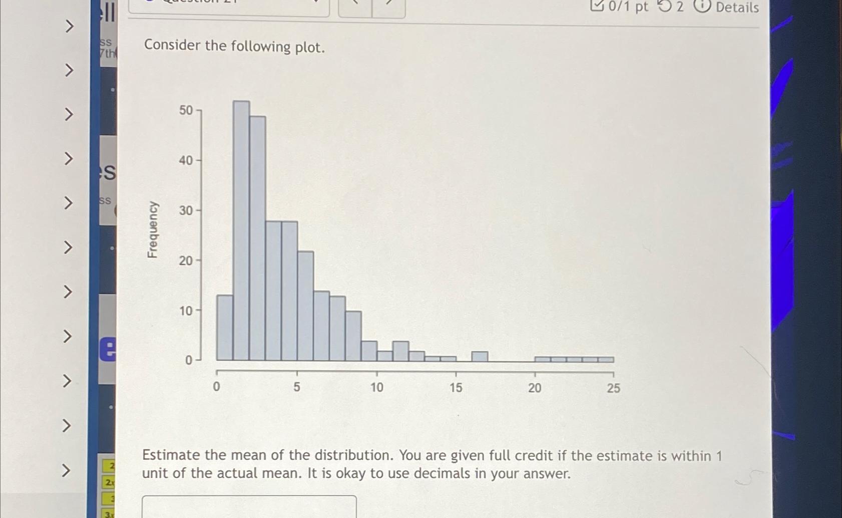 Solved Consider the following plot.Details>>>>>>>>>>Estimate | Chegg.com