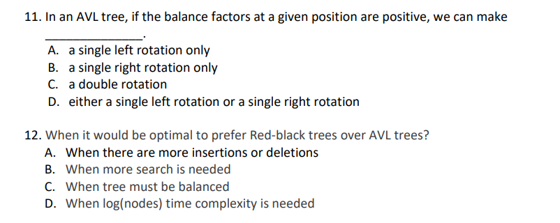Solved In an AVL tree, if the balance factors at a given | Chegg.com