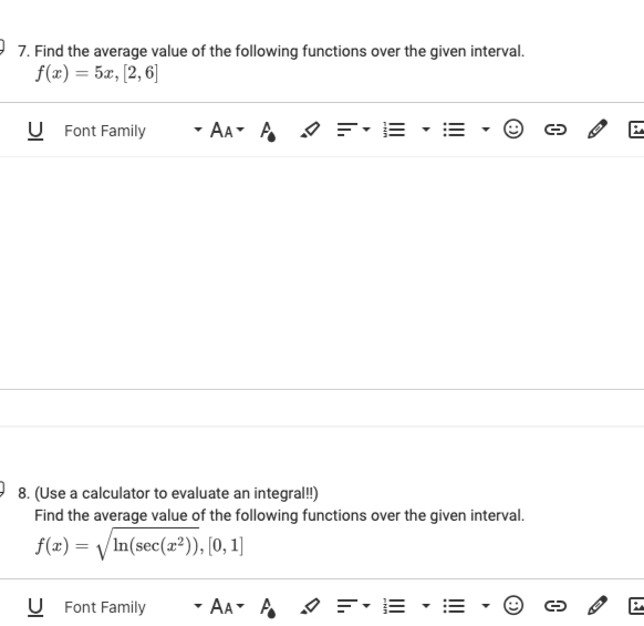 Solved 7. ﻿Find the average value of the following functions | Chegg.com