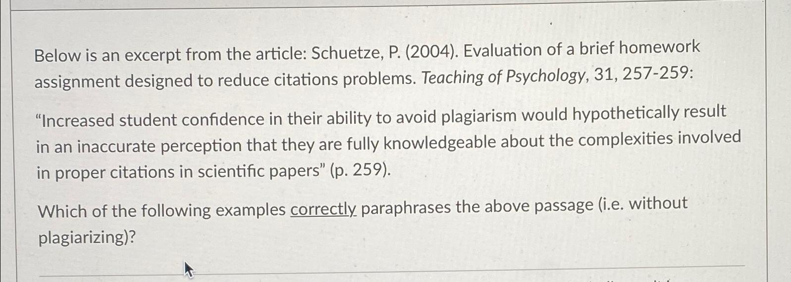 Solved Below is an excerpt from the article: Schuetze, | Chegg.com
