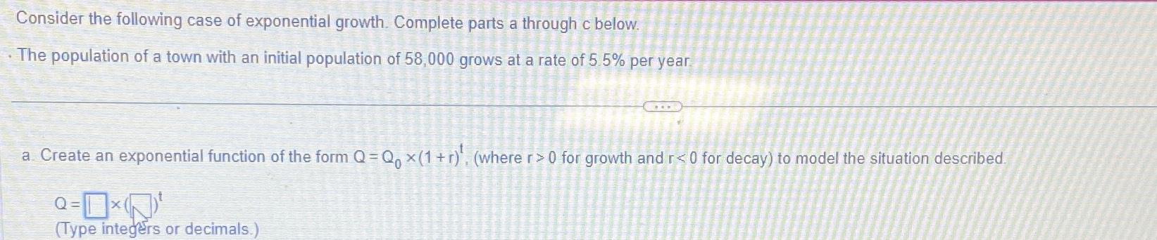 Solved Consider the following case of exponential growth. | Chegg.com