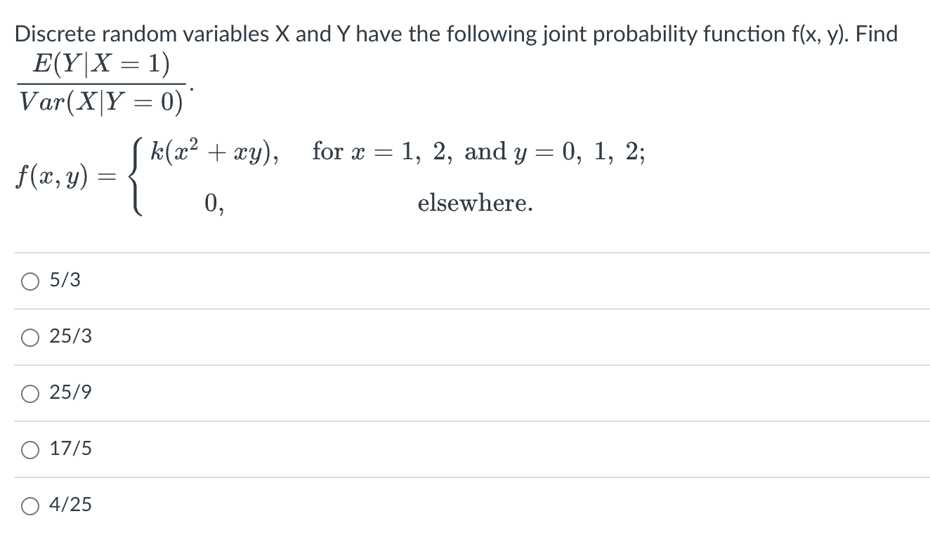 Discrete random variables x ﻿and Y ﻿have the | Chegg.com
