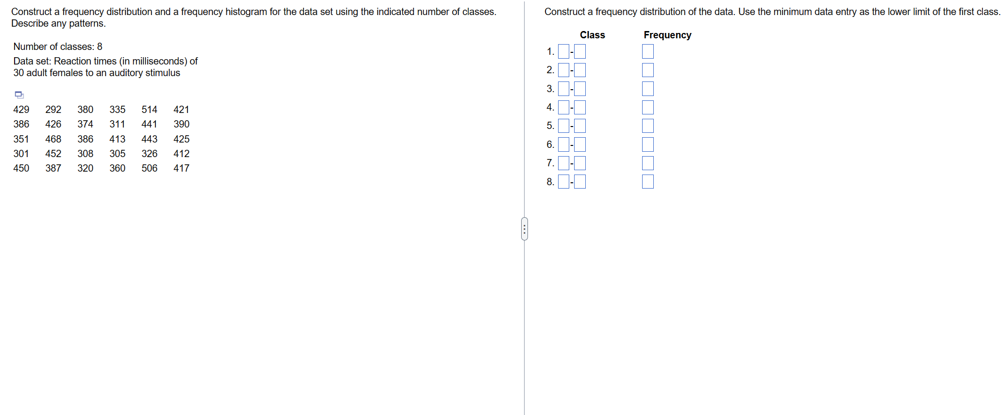 Solved Construct a frequency distribution and a frequency | Chegg.com
