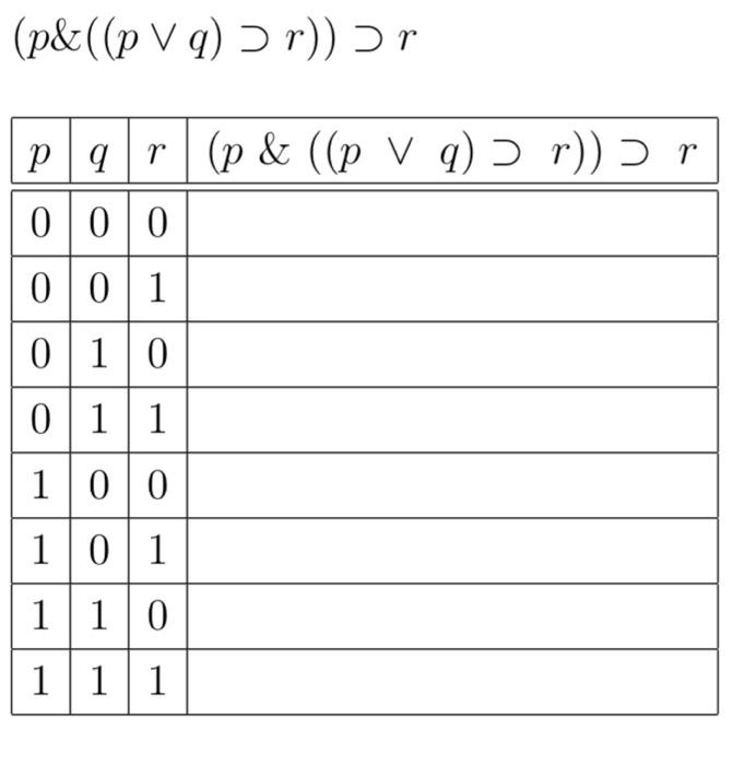 (p&((p∨q)⊃r))⊃r | Chegg.com