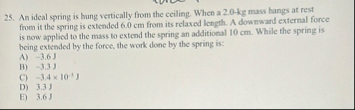 Solved An ideal spring is hung vertically from the ceiling. | Chegg.com
