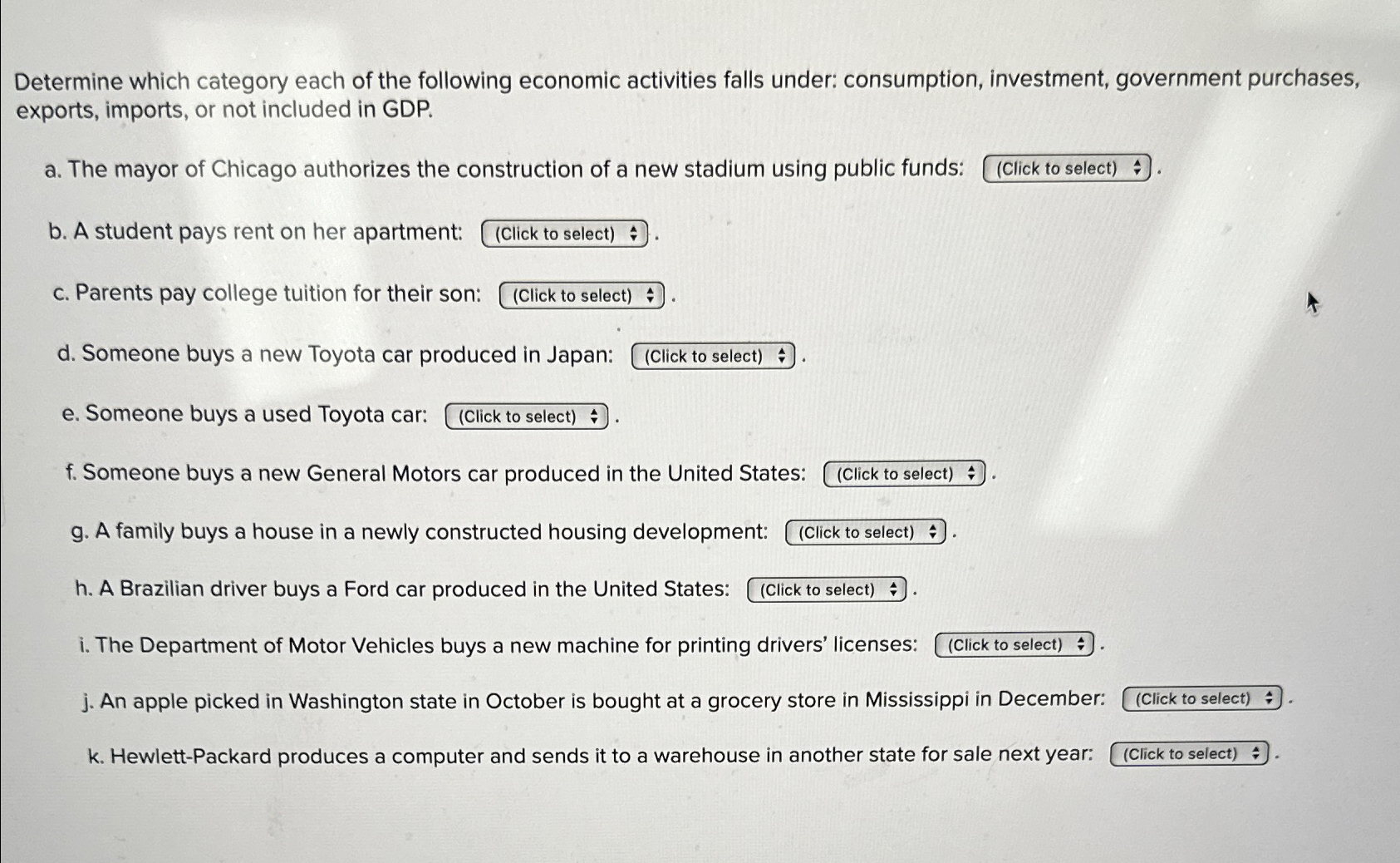Solved Determine which category each of the following | Chegg.com