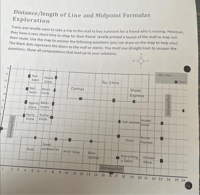 Solved Distance/length of Line and Midpoint Formulas | Chegg.com