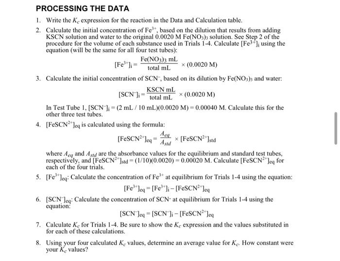 Solved Chemical Equilibrium: Finding a Constant, Ke DATA AND | Chegg.com