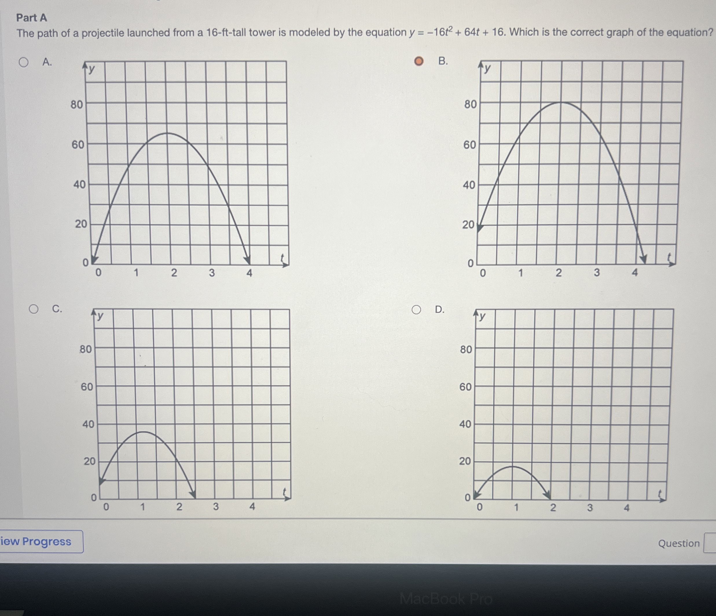 Solved Part AThe path of a projectile launched from a 16 - | Chegg.com