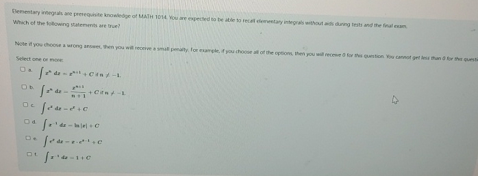Solved Flementary integrals are prerequisite knowledge of | Chegg.com