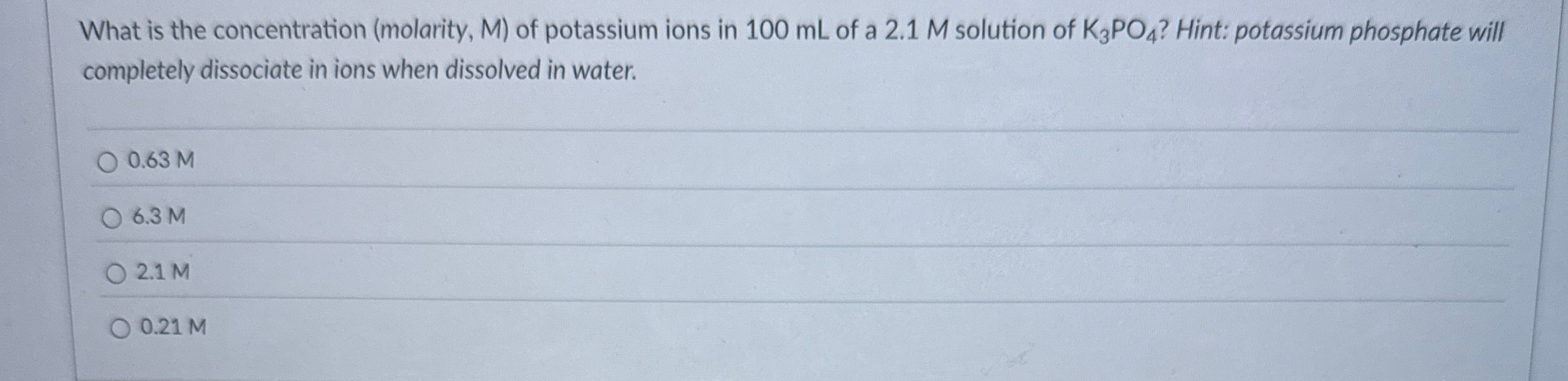 Solved What is the concentration (molarity, ﻿M) ﻿of | Chegg.com