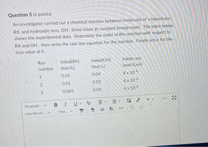 Solved Question 5 (6 points) An investigator carried out a | Chegg.com