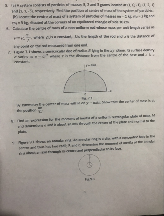 Solved 5. (a) A system consists of particles of masses 5, 2 | Chegg.com