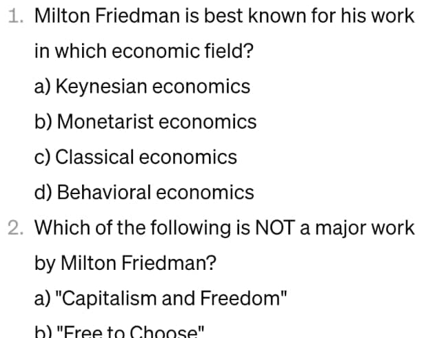 Solved Economic: Milton Friedman is best known for his work | Chegg.com