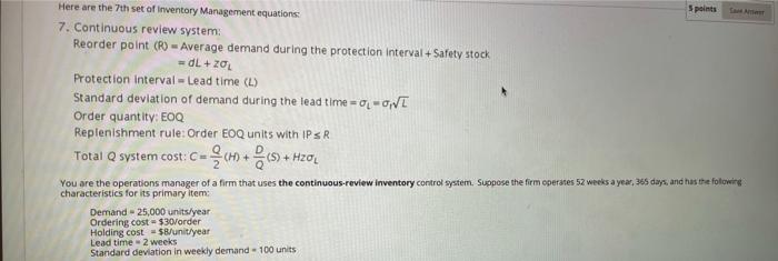 Solved points Here are the 7th set of Inventory Management | Chegg.com