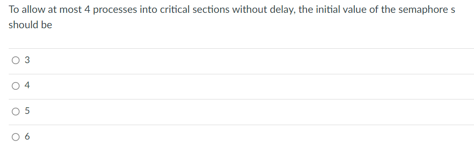 Solved To allow at most 4 ﻿processes into critical sections | Chegg.com
