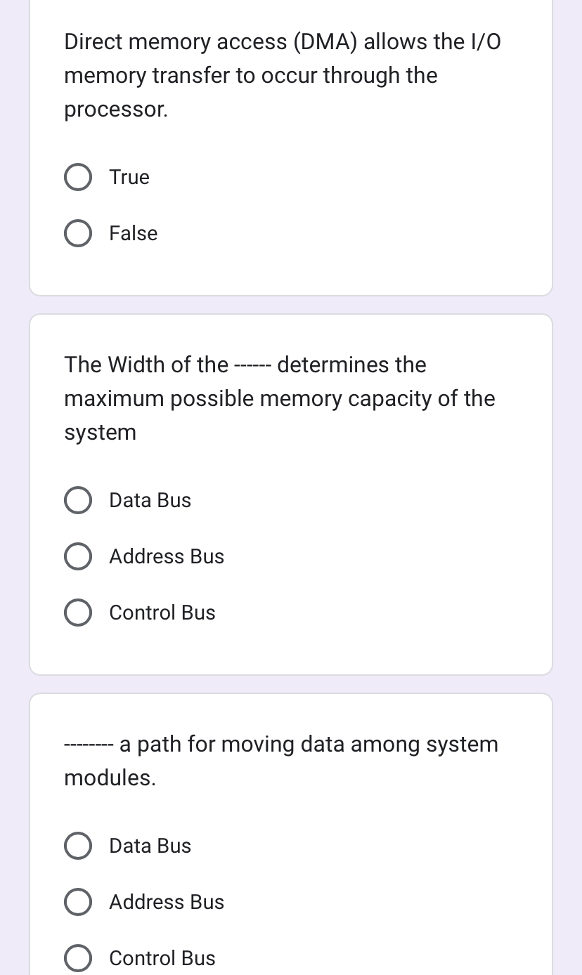 Solved Direct memory access (DMA) ﻿allows the I/O memory | Chegg.com