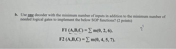 Solved b. Use one decoder with the minimum number of inputs | Chegg.com