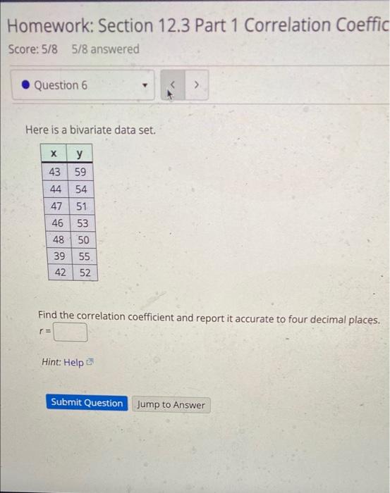Solved Homework: Section 12.3 Part 1 Correlation Coeffic | Chegg.com