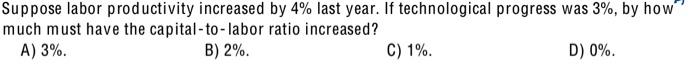 Solved Suppose labor productivity increased by 4% last year. | Chegg.com