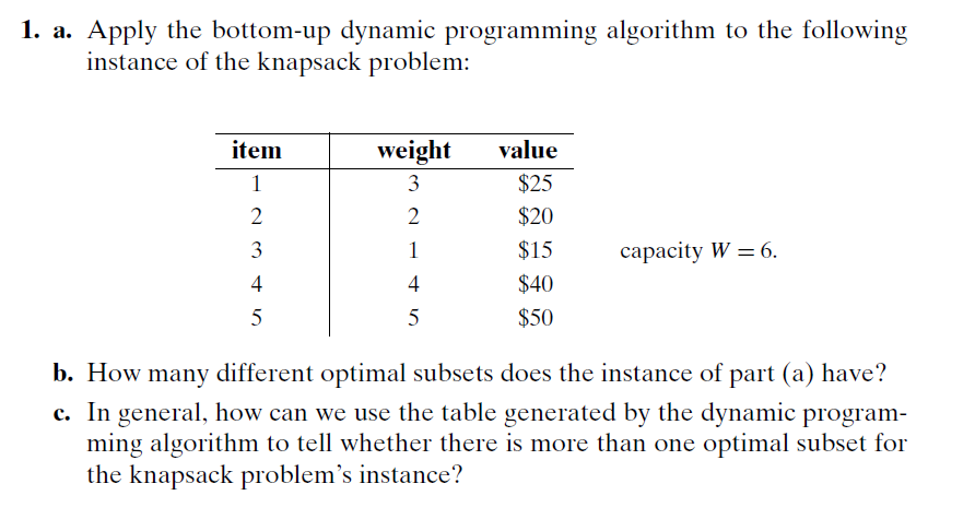 Solved A apply The Bottom Up Dynamic Programming Algorithm 2432
