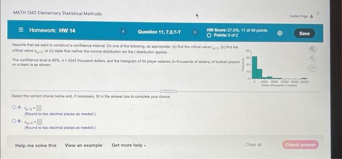Solved MATH 1342 Elementary Statistical Methods Wailee hige | Chegg.com