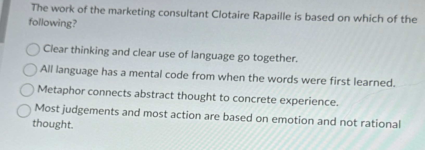 Solved The work of the marketing consultant Clotaire | Chegg.com