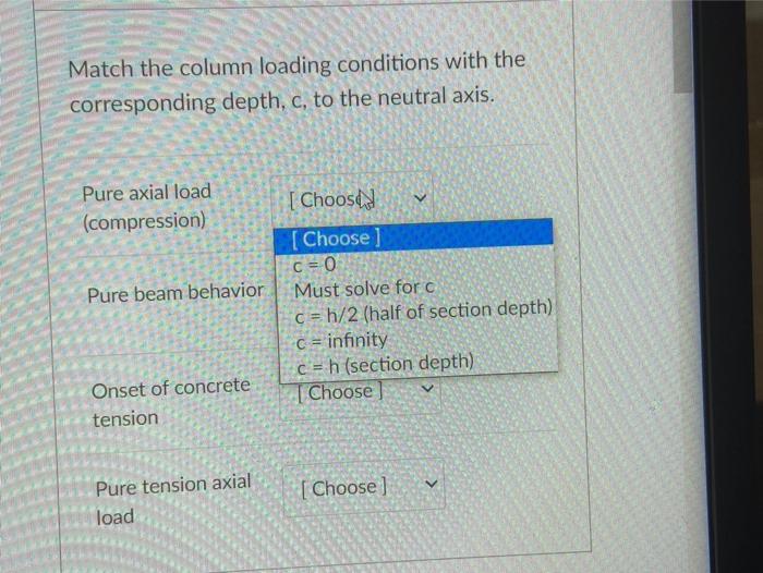 Solved Match the column loading conditions with the | Chegg.com