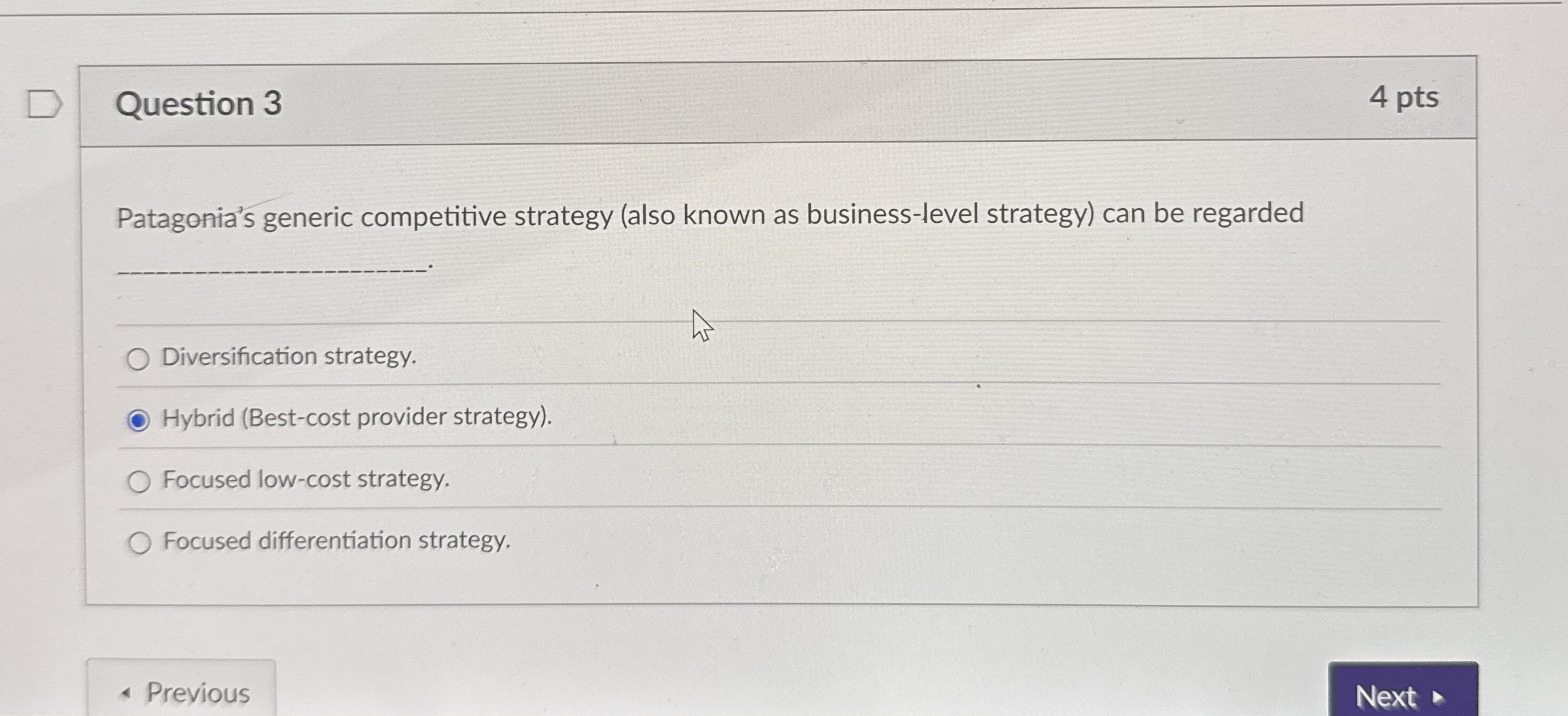Solved Question 34 ﻿ptsPatagonia's generic competitive | Chegg.com