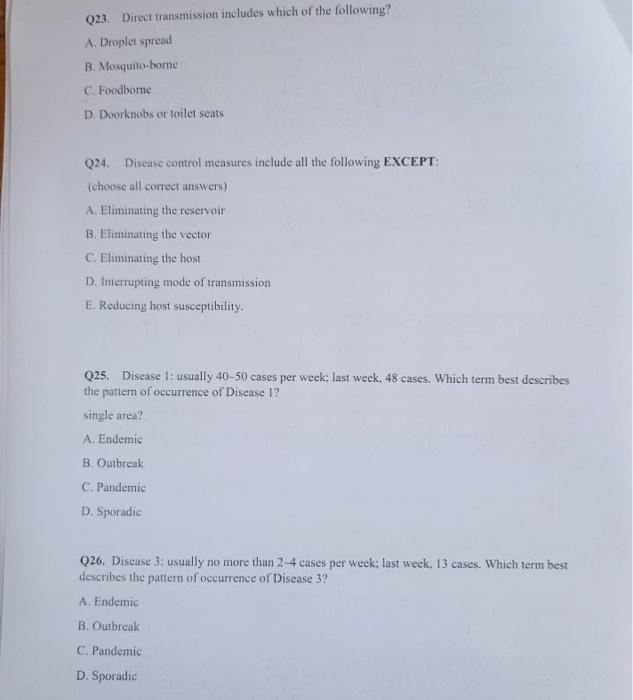 Solved Q27. A propagated epidemic is usually the result of | Chegg.com
