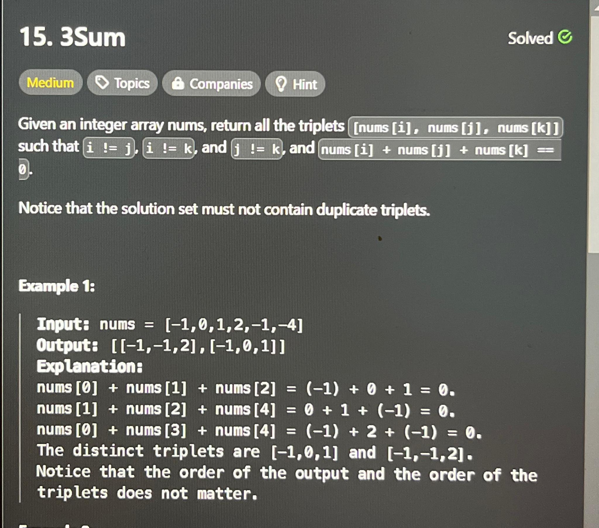 Solved 3sumsolvedmediumtopicscompanieshintgiven An Integer
