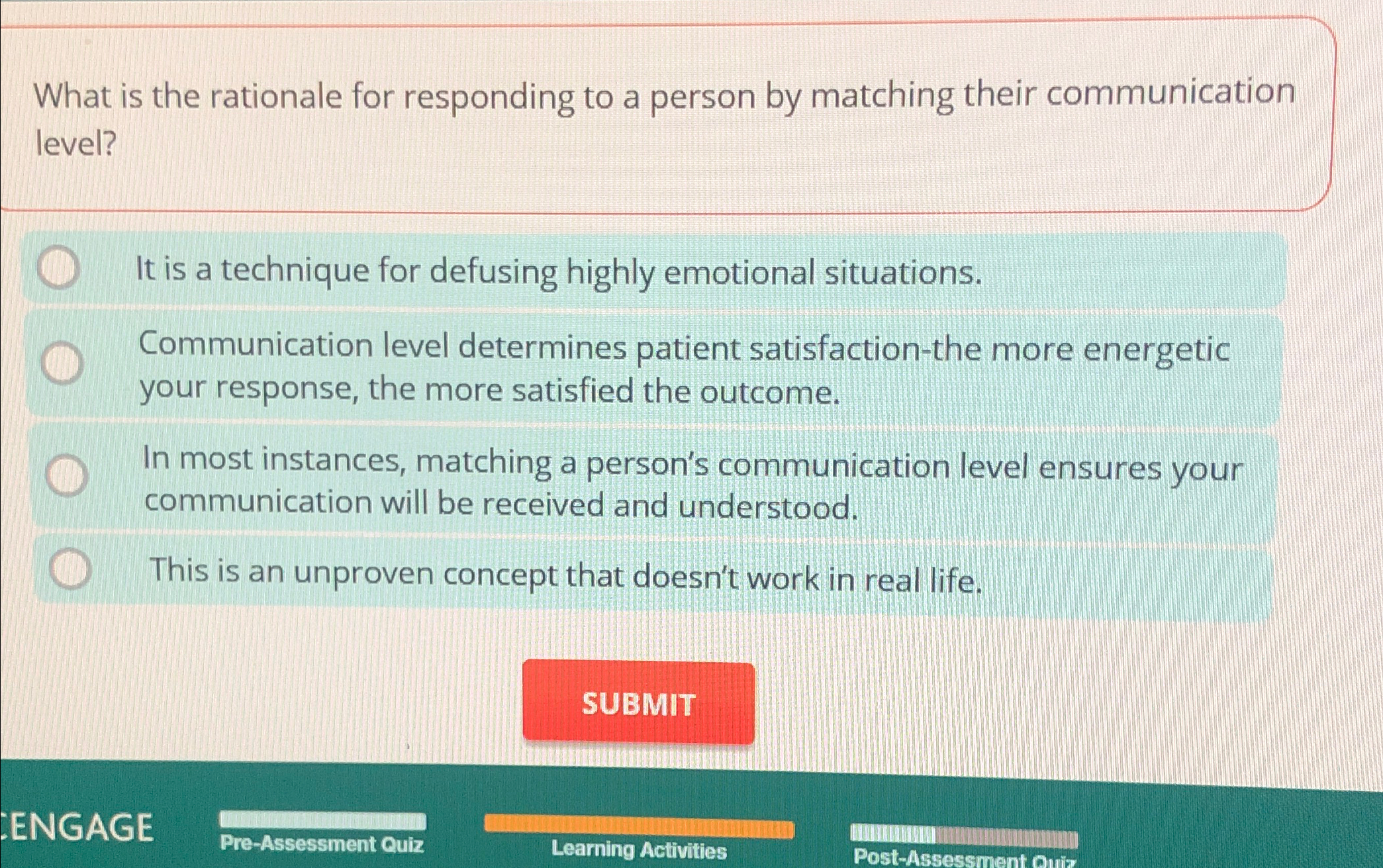 Solved What is the rationale for responding to a person by | Chegg.com