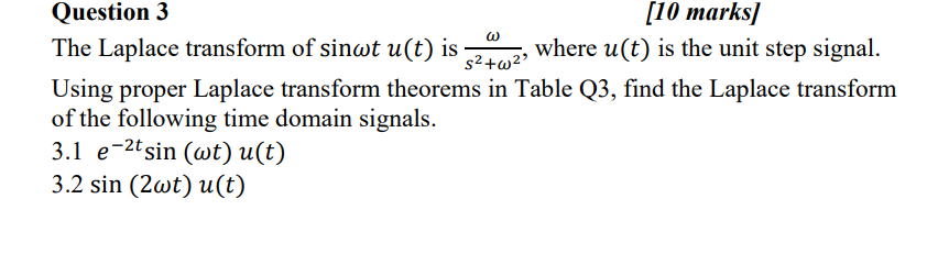 Solved Question 3[10 ﻿marks]The Laplace transform of | Chegg.com
