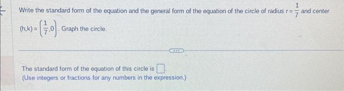 Solved Write the standard form of the equation and the | Chegg.com