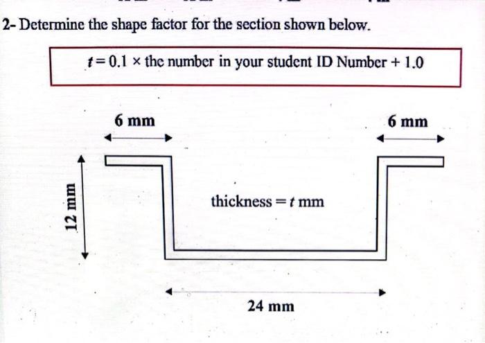 Solved 2- Determine the shape factor for the section shown | Chegg.com