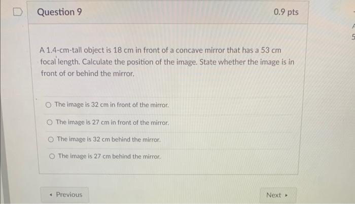 Solved A 1.4-cm-tall object is 18 cm in front of a concave | Chegg.com